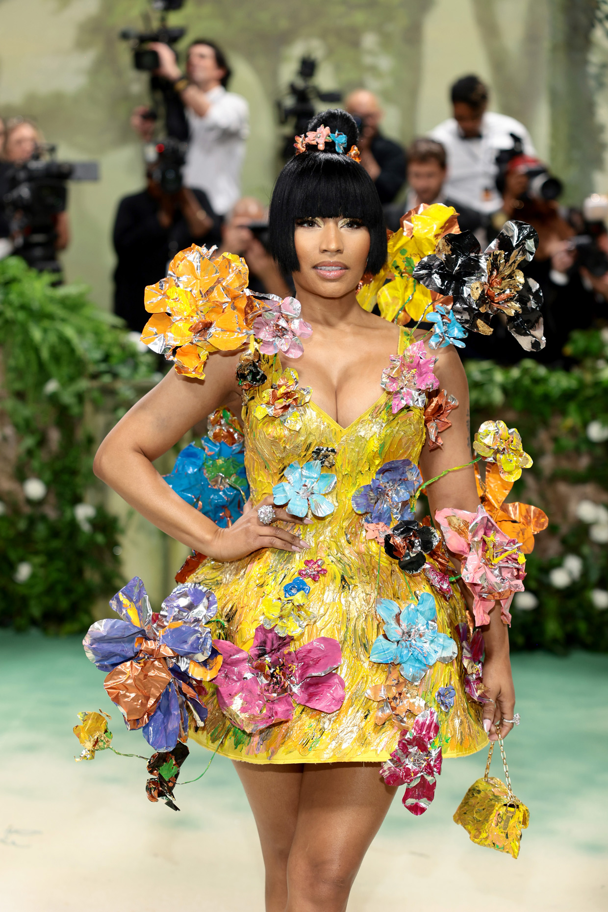 Nicki Minaj Blossoms in Golden Floral Dress at 2024 Met Gala - Your ...
